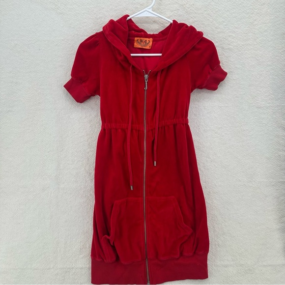 Juicy Couture | Dresses | Y2k Vintage Juicy Couture Red Velour Zip Up ...